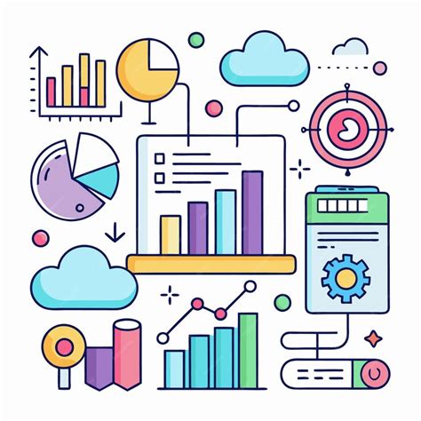 Colorful Data Analysis Chart With Pie Charts Bar Graphs And Line Charts Premium Ai Generated