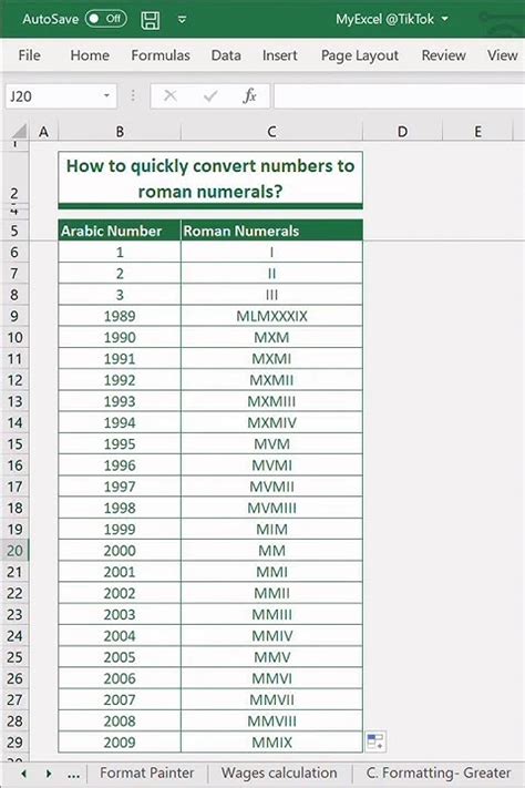How To Convert Numbers Into Roman Numerals In Excel Excel Shortcuts
