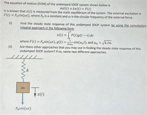 Solved The Equation Of Motion EOM Of The Undamped SDOF Chegg