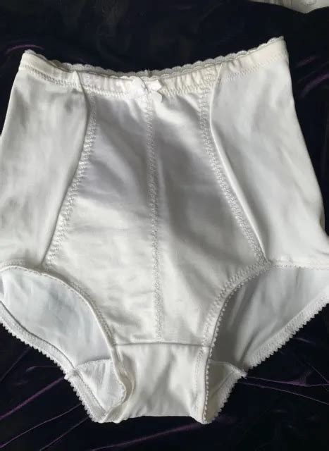 Vintage 80s Panties Girdle Silky White Firm Control Knickers Lingerie