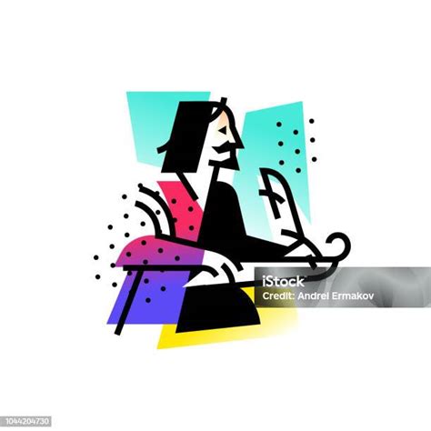 시인 작가의 그림입니다 문학 클럽에 대 한 로고의 아이콘입니다 문신 사이트 포스터 엽서 그림 고립 된 흰색 배경 이미지입니다