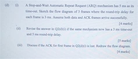 Solved I A Stop And Wait Automatic Repeat Request Arq