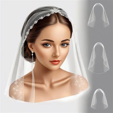 Wedding Veil Vector Set White Background Isolated Premium Ai
