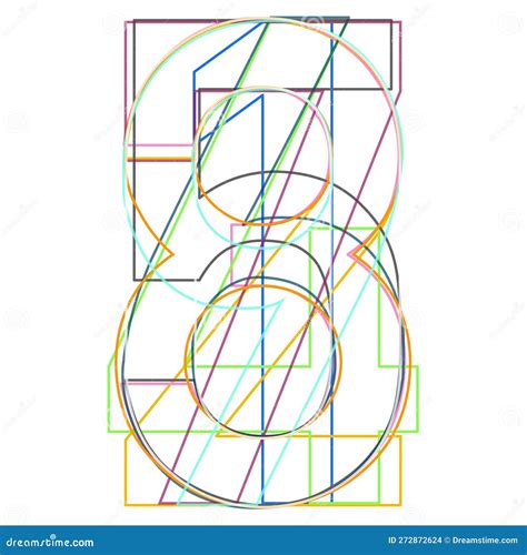 Illustration With Overlapping Number Shapes And Outlines Stock Photo