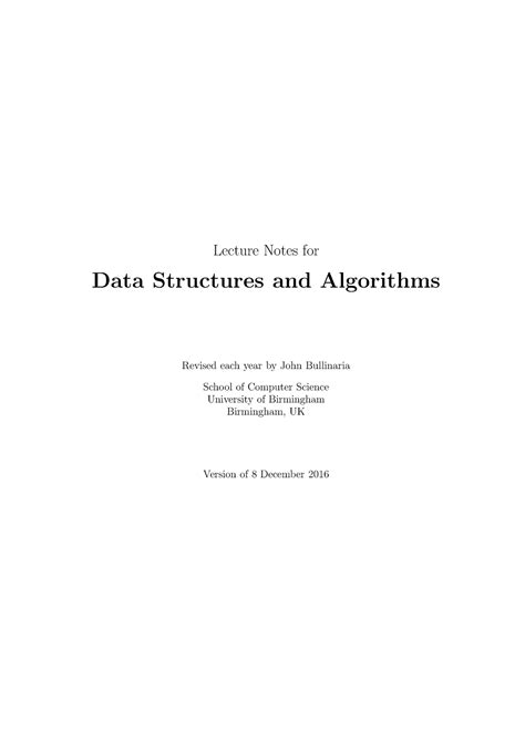 Data Structures And Algorithm Design Lecture Notes For Data