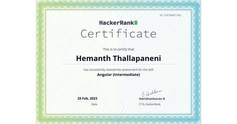 Hemanth Vardhan Thallapaneni On Linkedin Hackerrank Skill Certificate