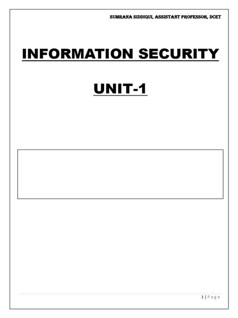 Information Security Unit 1 Notes Pdf Computer Security Security