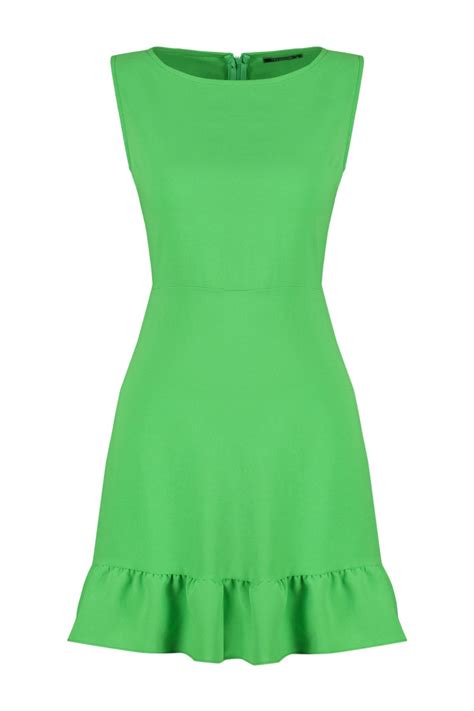 Trendyol Collection Grünes ärmelloses Mini Webkleid In A Linie