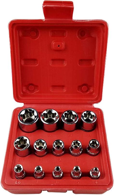 14pcs female e torx star socket set 1 4 3 8 1 2 in drive female