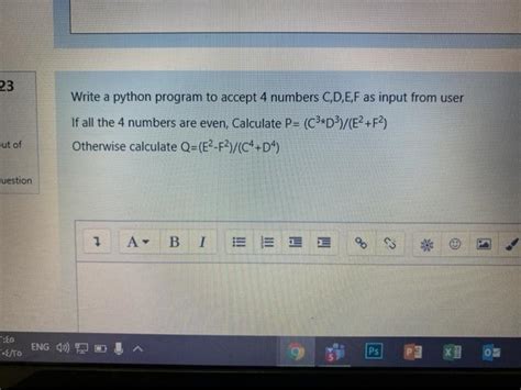 Solved 23 Write A Python Program To Accept 4 Numbers Cdef