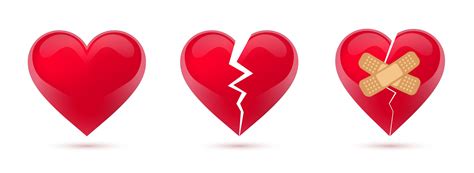 Broken Hearts Vector Set Of Realistic Icons And Symbols Isolated In