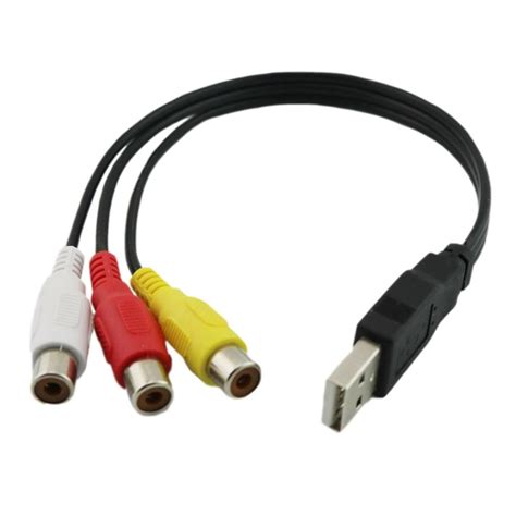 USB Male Plug To RCA Female Adapter Audio Converter Video AV A V Cable USB To RCA Cable For