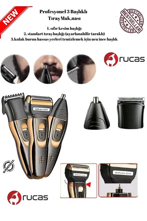 Rucas Başlıklı Şarjlı Saç Sakal Burun Kılı Alma Tıraş Makinas Fiyatı Yorumları Trendyol