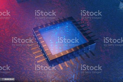Ai인공 지능 개념입니다 기계 학습 빛나는 트랙이 있는 회로 기판의 중앙 컴퓨터 프로세서 인코딩된 데이터입니다 회로 배경 위에