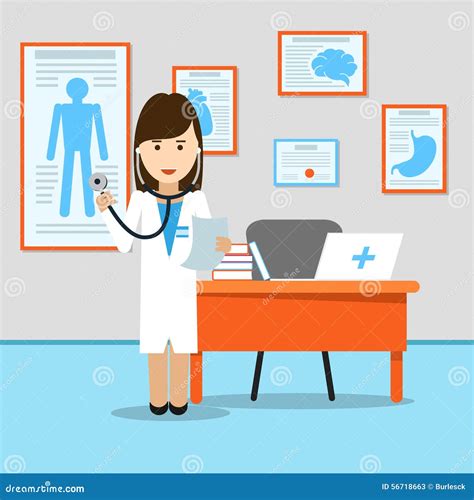Medische Arts Bij De Lijst Vector Illustratie Illustration Of Ontwerp