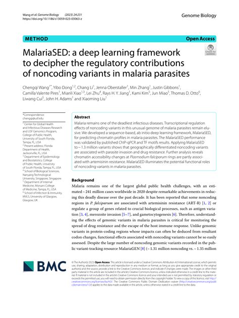 PDF MalariaSED A Deep Learning Framework To Decipher The Regulatory