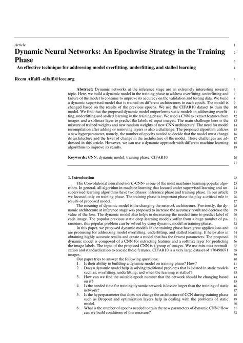 PDF Article Dynamic Neural Networks An Epochwise Strategy In The
