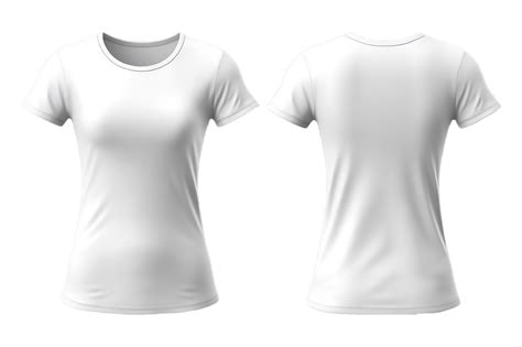 Plain White Womens T Shirt Mockup With Front And Back Views Isolated