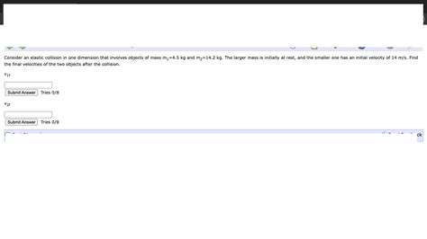 solved the final velocities of the two objects after the
