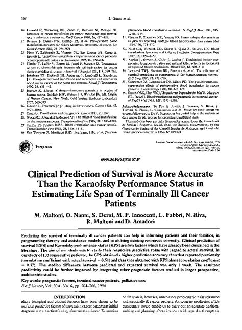 Pdf Clinical Prediction Of Survival Is More Accurate Than The