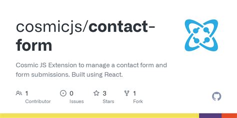Github Cosmicjs Contact Form Cosmic Js Extension To Manage A Contact