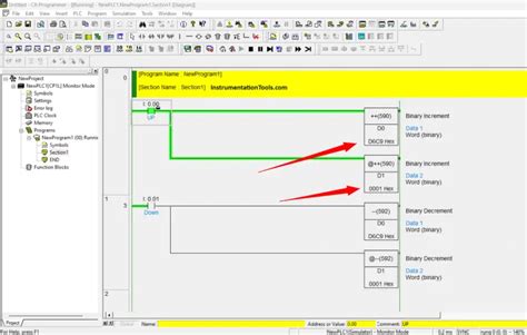 Increment Decrement Instructions In CX Programmer OMRON