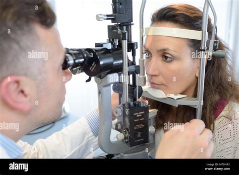 Woman Having Eye Test Stock Photo Alamy
