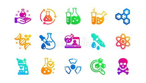 Chemistry Lab Icons Chemical Formula Microscope And Medical Analysis