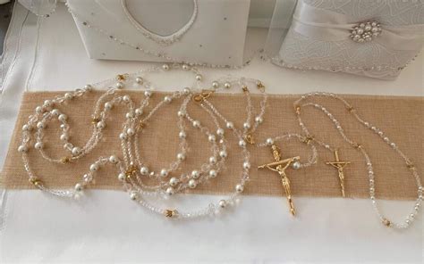 Wedding Lasso And Matching Rosary Combo Ivory Pearl And Large Crystals