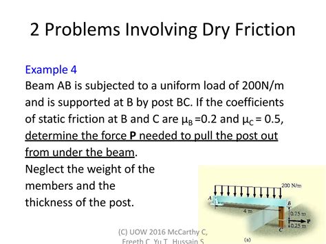 Statics First Year Engineering Friction Questions Ppt