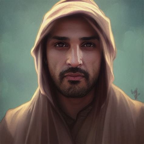 Hyperrealistic Bright Eyes 45 Year Old Algerian Man Long Dark Hair
