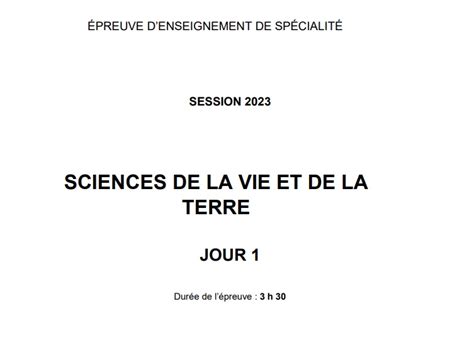 Spé SVT les sujets des centres étrangers BAC 2023 Vive les SVT