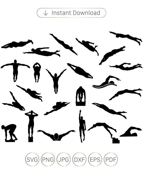 Swimmer Svg Swimming Svg Swimmer Silhouettes Swimmer Clipart Swim