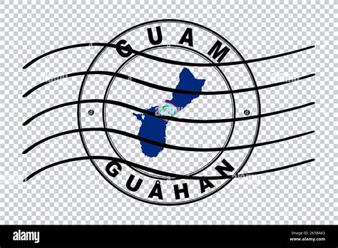 Map Of Guam Postal Passport Stamp Travel Stamp Clipping Path Stock