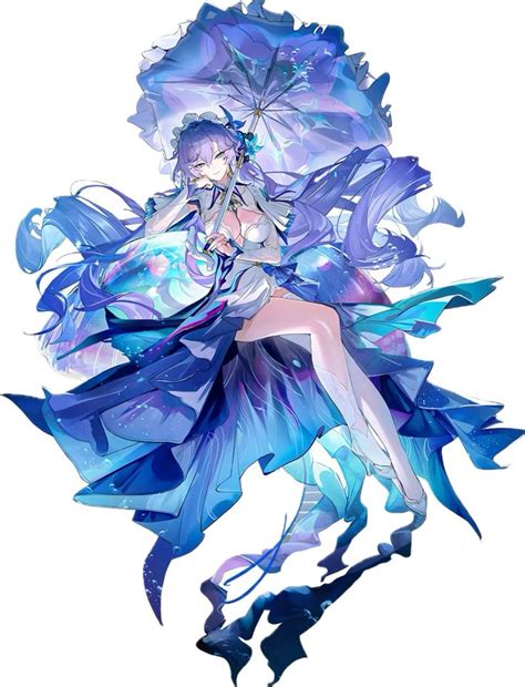 Blue Haired Female Character Design Anime Female With A Dress