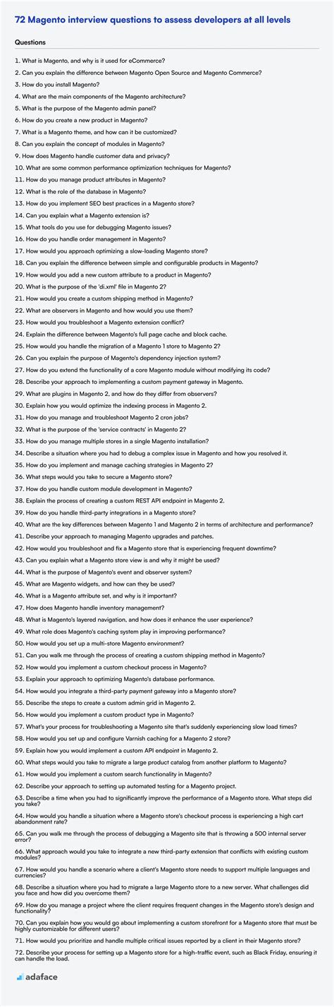 72 magento interview questions adaface