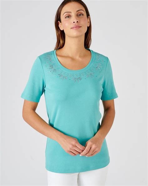 T Shirt In Zuiver Katoen Met Ronde Hals En Stras T Shirts Poloshirts