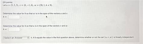 Solved Points Let U V W H Chegg Com