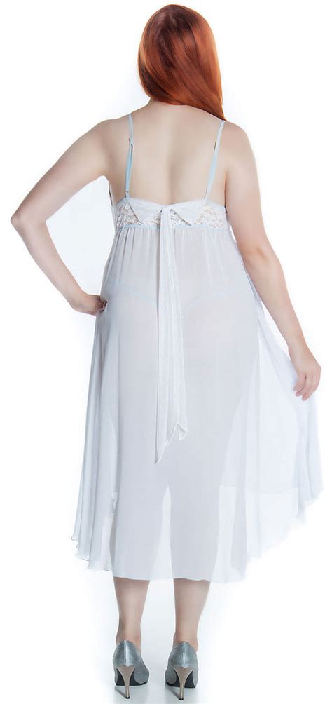 Womens Plus Size Bridal Chiffon Nightgown With G String Set 6101x