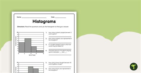 Histograms Worksheet Teach Starter