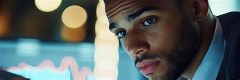 A Focused Individual Analyzing Data On A Screen Highlighting A Business Environment Premium Ai