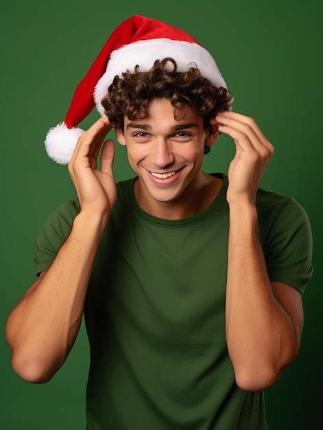Premium Photo Bestie M Portrait Of Attractive Santa Helper Look Empty