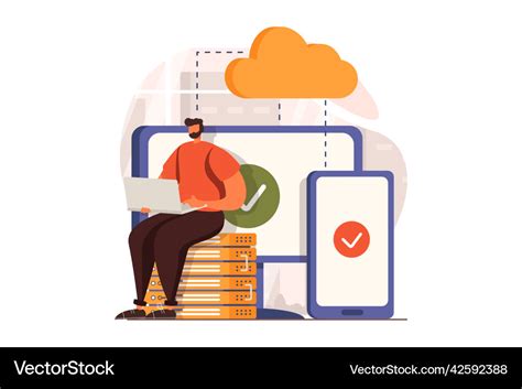 Saas Web Concept In Flat Design Royalty Free Vector Image