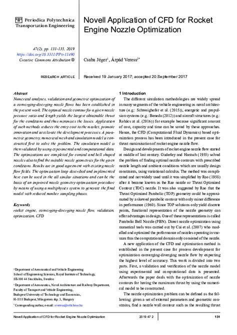 Pdf Novell Application Of Cfd For Rocket Engine Nozzle Optimization