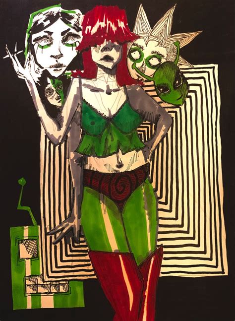 Trippy Eclectic High Fashion Sketch Portrait Art Print Rainbow Colorful Wall Art 60s 70s