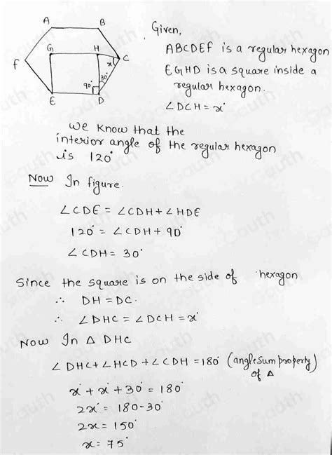 Solved The Diagram Shows A Square Inside A Regular Hexagon What Is The Size Of The Marked