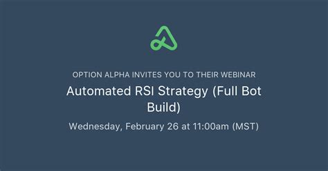 Automated Rsi Strategy Full Bot Build Option Alpha