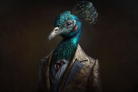 Premium Photo Portrait Of A Peacock In Business Suit Stock Market