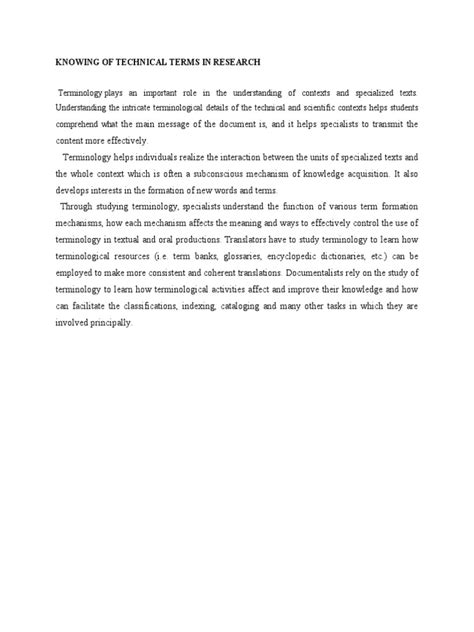 Knowing Of Technical Terms In Research Pdf