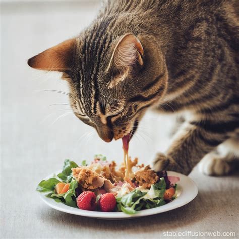 Cat Enjoying Food Stable Diffusion Online